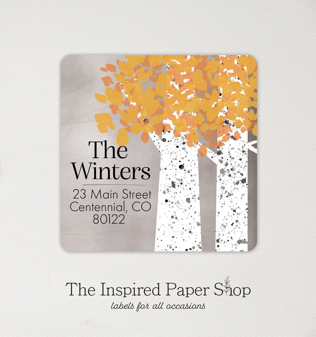 Fall Aspen Trees Address Labels | Unique Gift | 2 X 2 Inch Glossy or ...