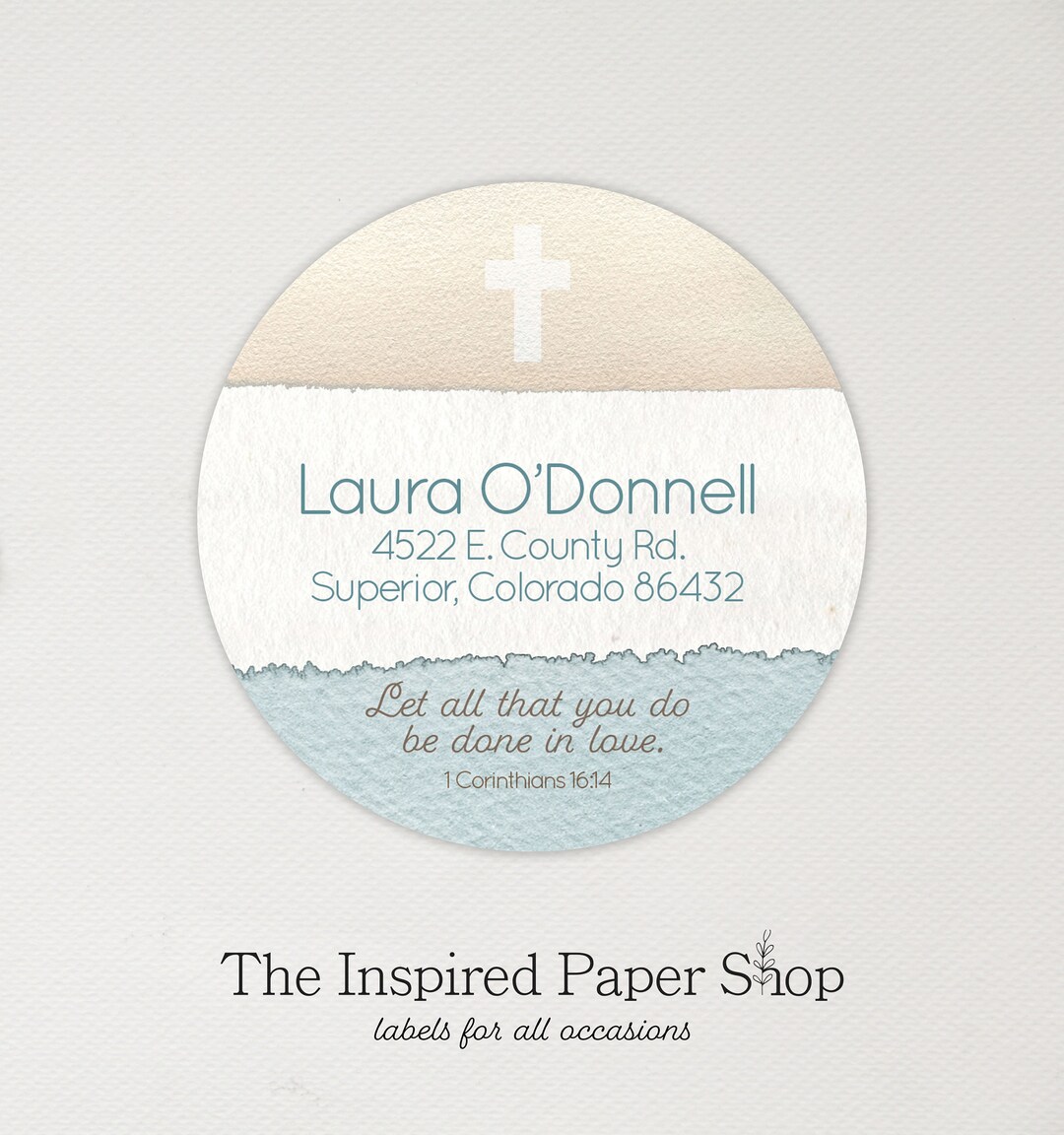 Beach Watercolor Corinthian Scripture Labels | Address Labels | 2-inch ...