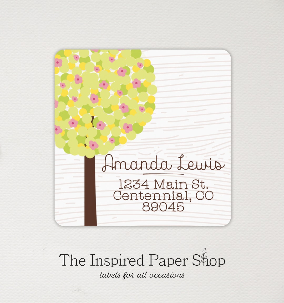 Spring Tree Return Address Labels | Unique Gift | 2 X 2 Inch Glossy or ...