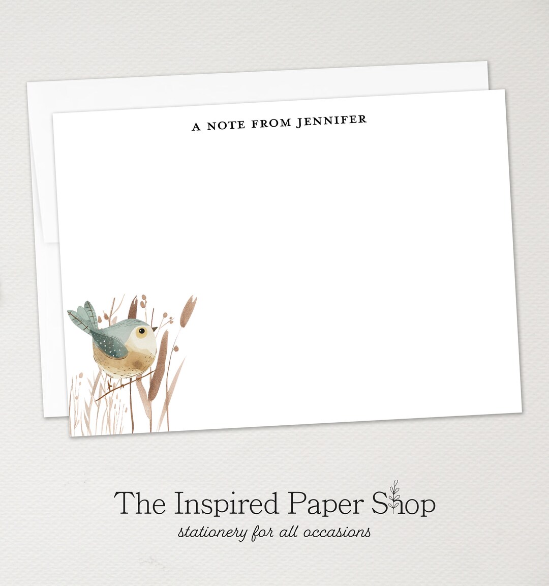 Woodland Blue Bird Notecards: 5x7 Flat Stationery With Envelopes - Etsy