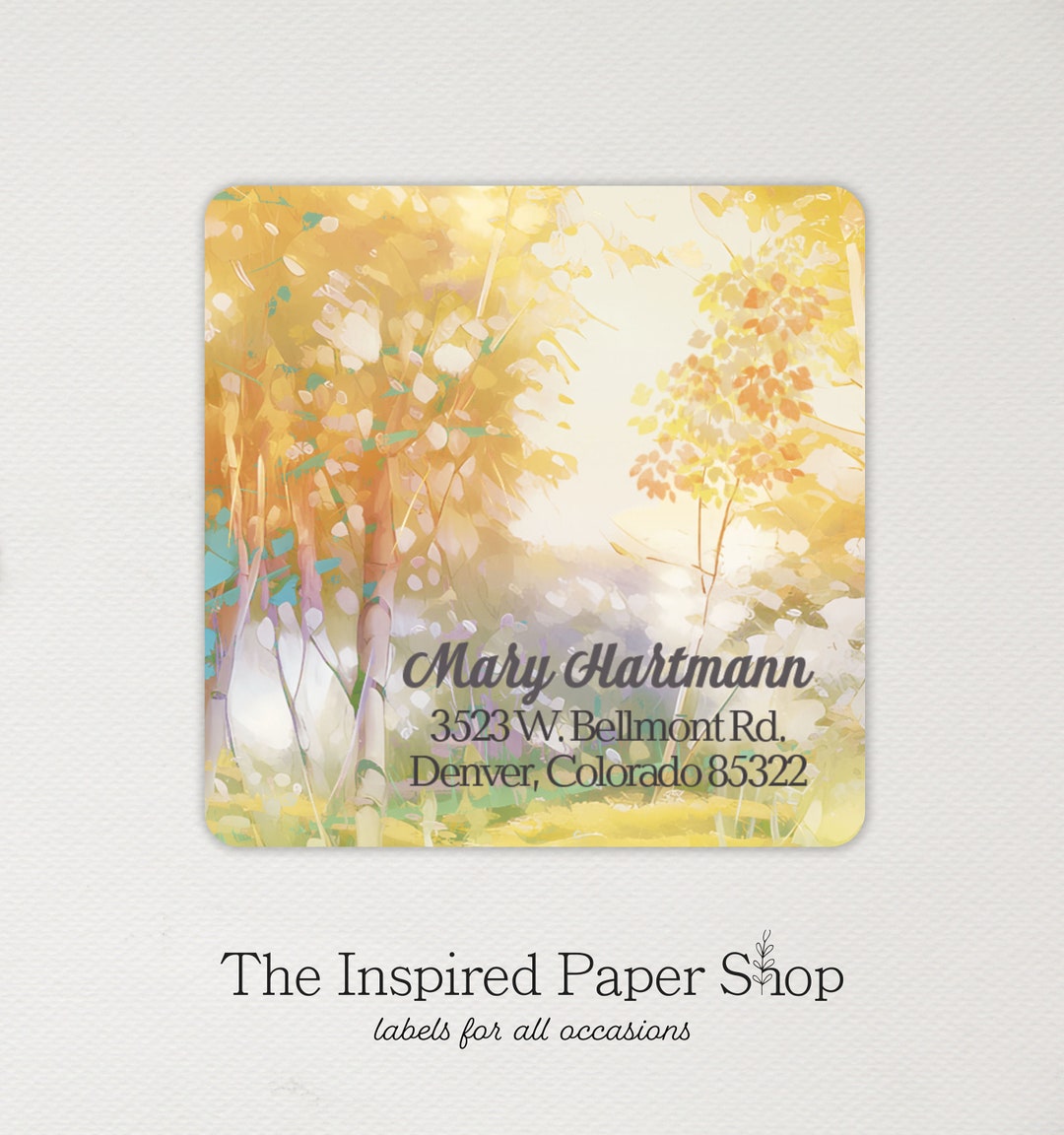 Artsy Autumn Return Address Labels | 2 X 2 Inch Glossy or Matte Finish ...