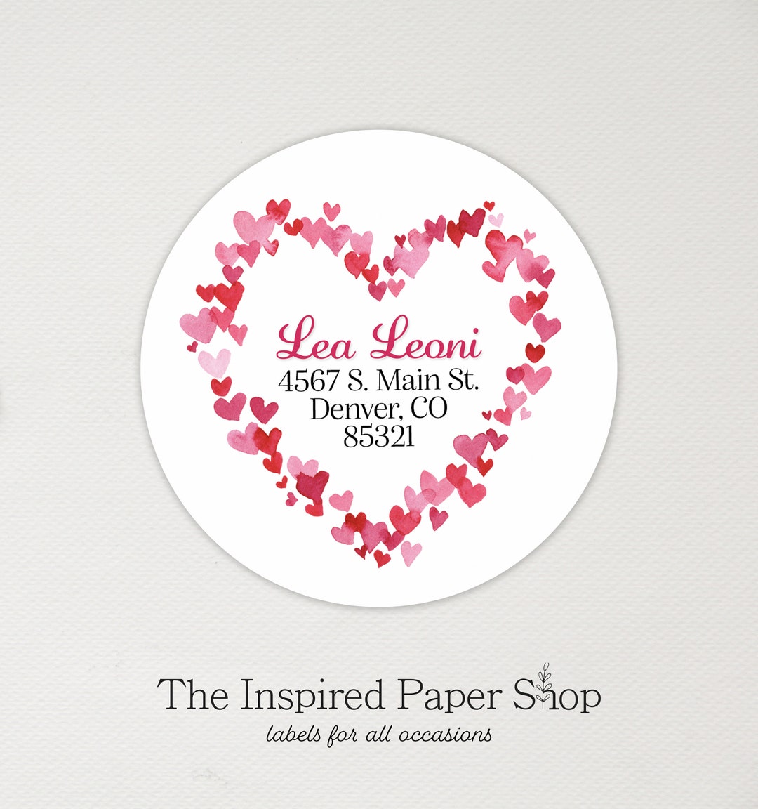 Red and Pink Heart Return Address Labels: Valentine's Day Favor Labels ...