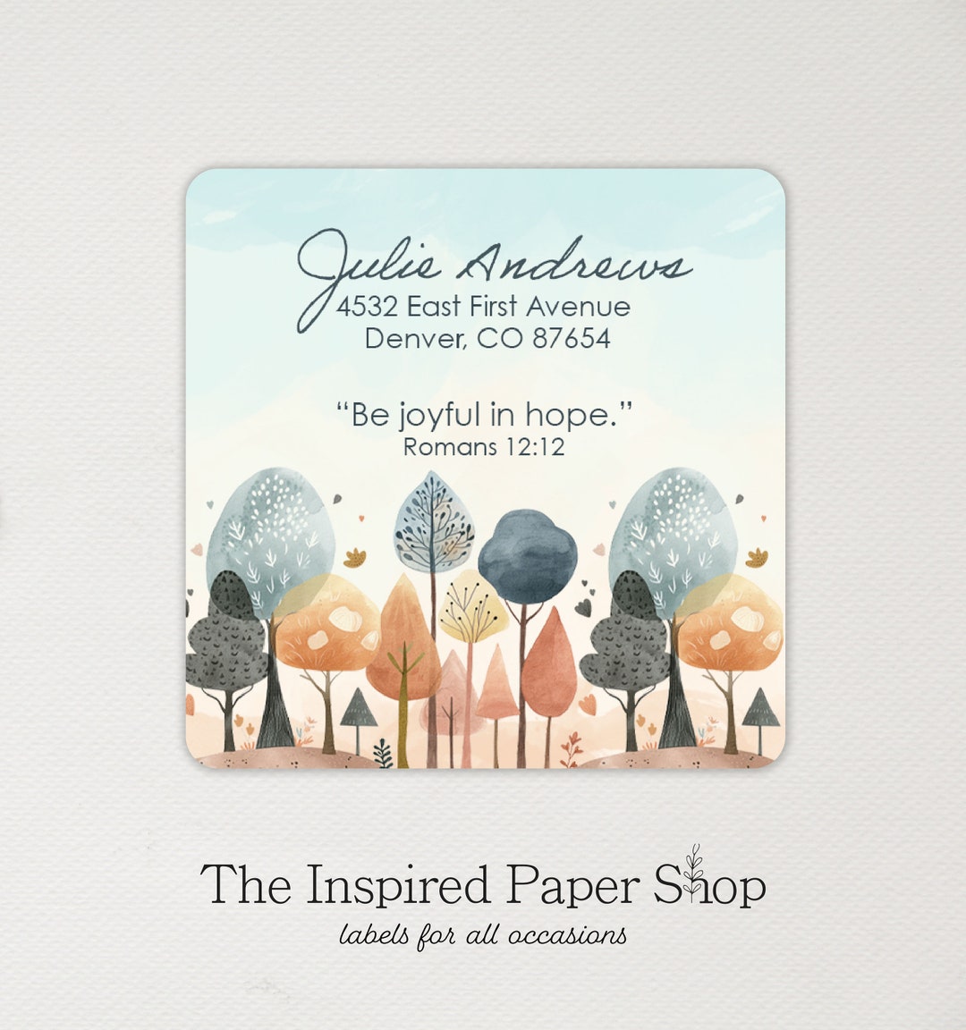 Bible Verse Labels Scripture Tree/forest Labels Unique Gift 2 X 2 Inch ...