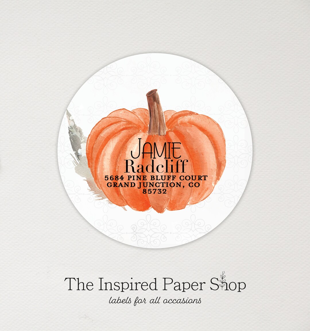 Pumpkin, Fall Labels | Return Address Labels | 2-inch Glossy or Matte ...