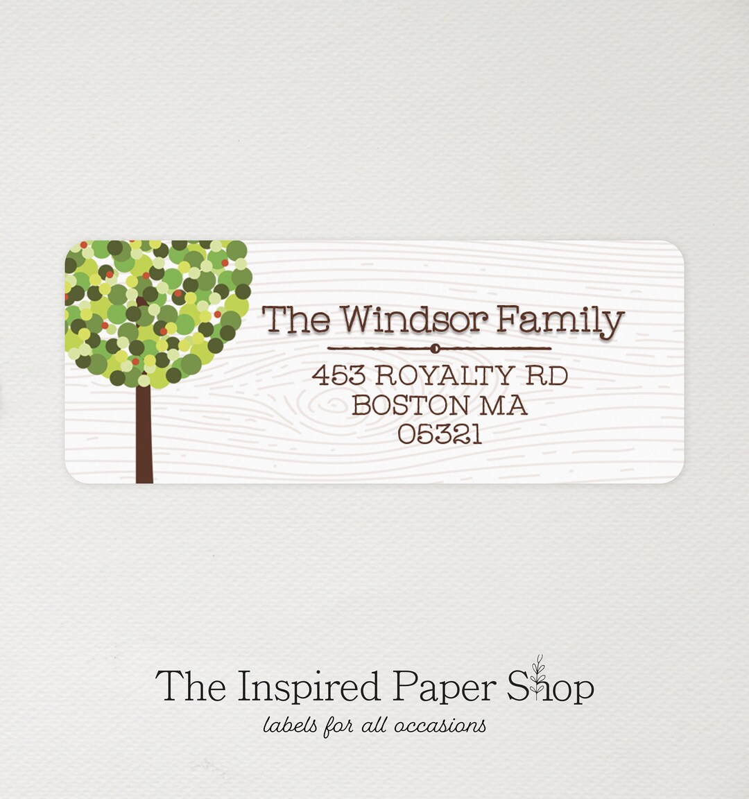 Apple Tree Address Labels: Wood Grain Design, Glossy or Matte - Etsy