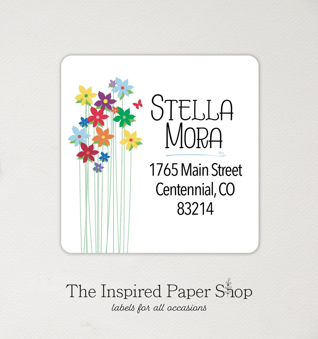 Bouquet Rainbow Flowers Labels | Address Labels | Return Address Labels ...