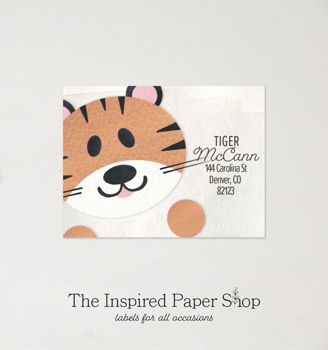 Tiger Return Address Labels | Baby Animal | 2 X 1.5 Inches | 36 Labels ...