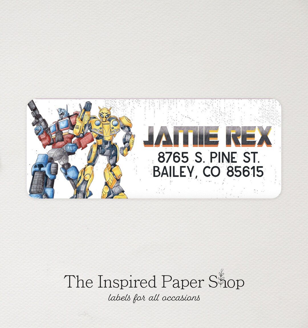 Transformers Address Label Optimus Prime & Bumble Bee | 1 X 2.5 Inch ...