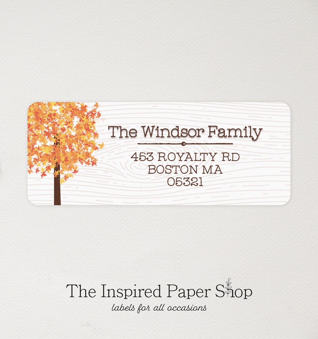 Orange and Yellow Autumn Maple Tree Address Labels With a Wood Grain ...