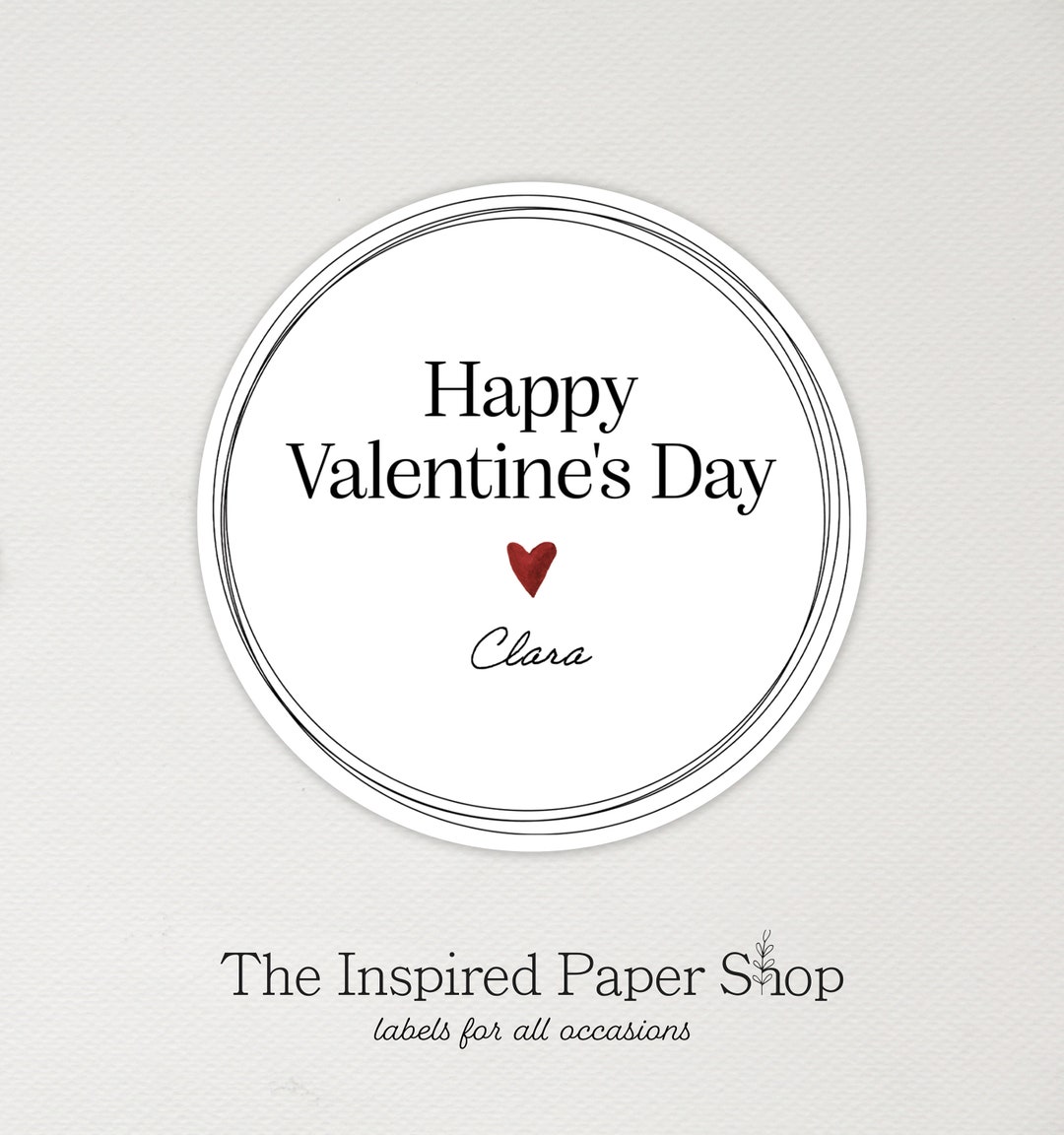 Happy Valentine's Day Gift Labels, Address Labels, Minimalist Heart ...