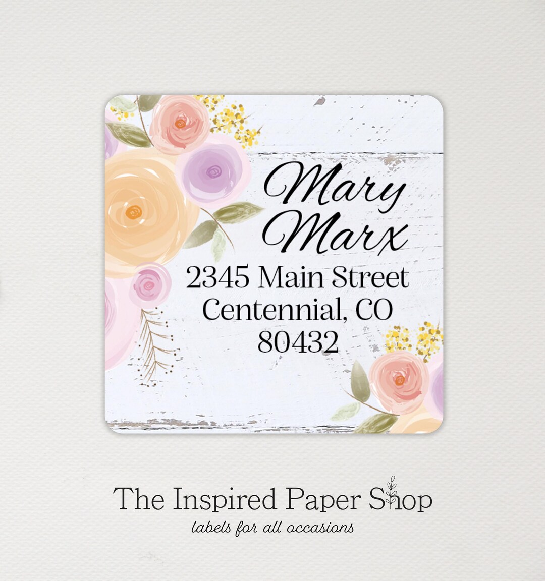 Watercolor Flowers Address Labels | 2 X 2 Inches Glossy or Matte Finish ...