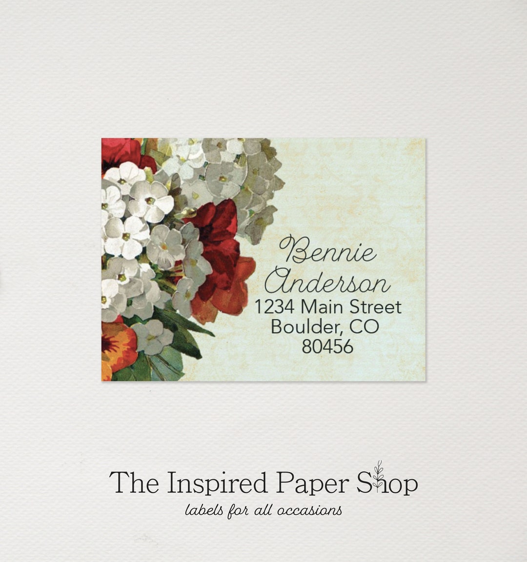 Vintage Flowers | Fall, Jewel Tone Flowers | Address Labels | 2 X 1.5 ...