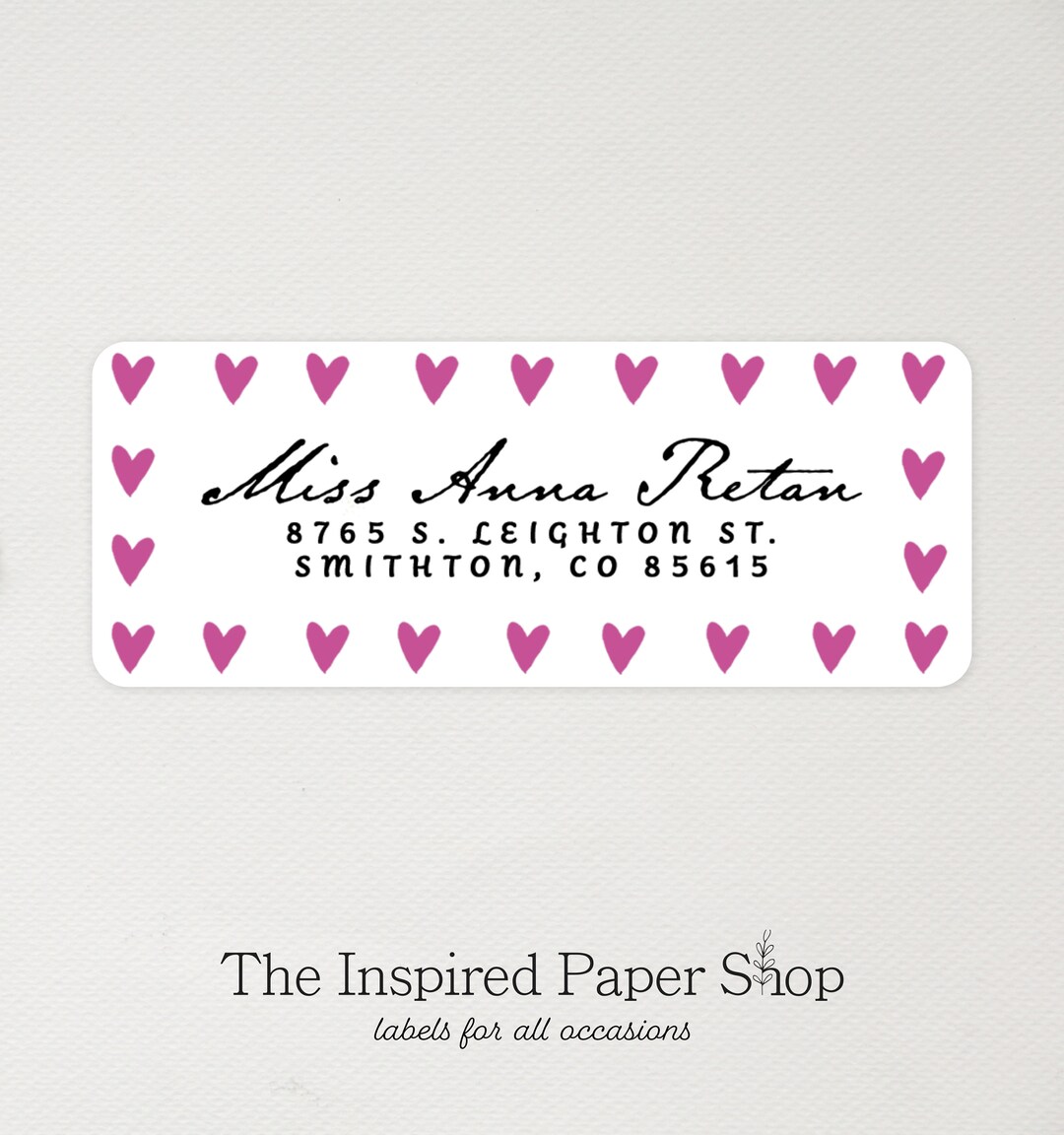 Valentine Labels | Pink Heart Address Labels | Unique Gift | Glossy or ...