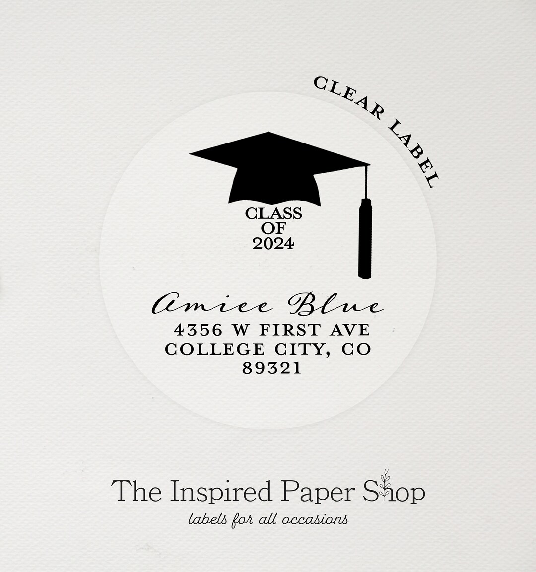 Clear Glossy Graduation, Class of 2024 Address Labels | Graduation Cap ...