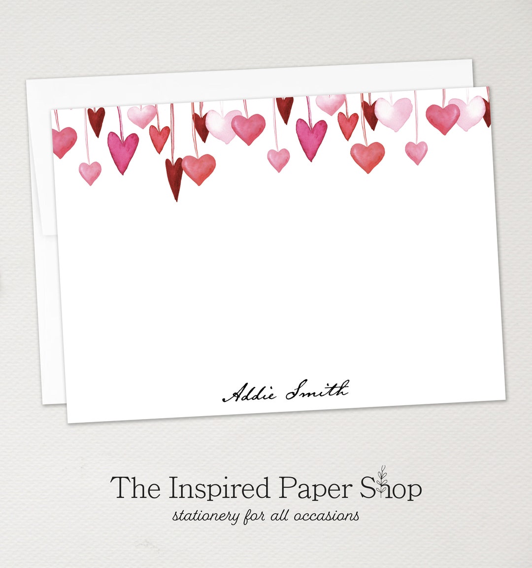 Personalized Valentine's Day Notecards: Red & Pink Heart Design - Etsy