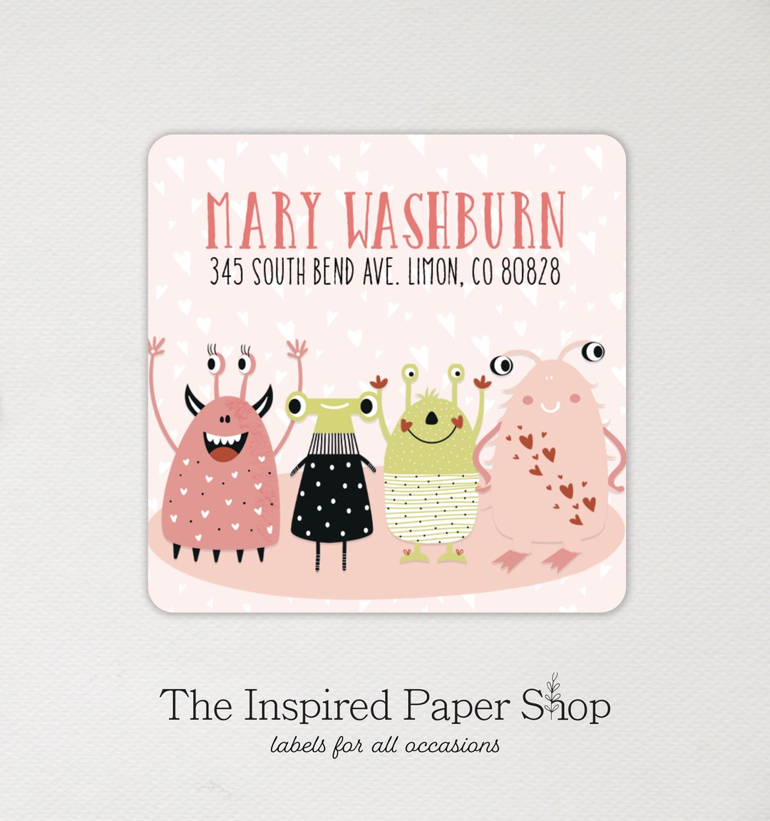 Valentine Monster Labels | Unique Gift | Address Labels | 2 X 2 Inch ...