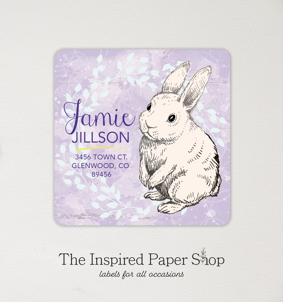 Easter Bunny Labels Unique Gift 2 X 2 Inch Glossy or Weatherproof Matte ...