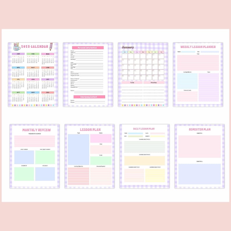 Digital Teacher Planner Template Design Pattern Background Floral ...