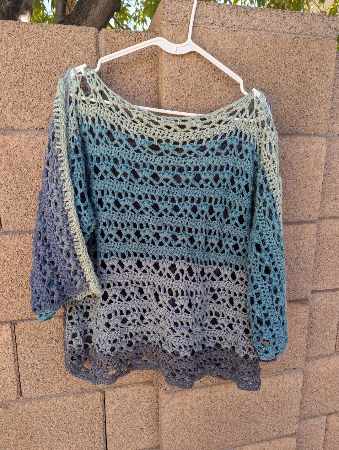 Handmade Oversize Crochet Blue Ombre Shirt - Etsy