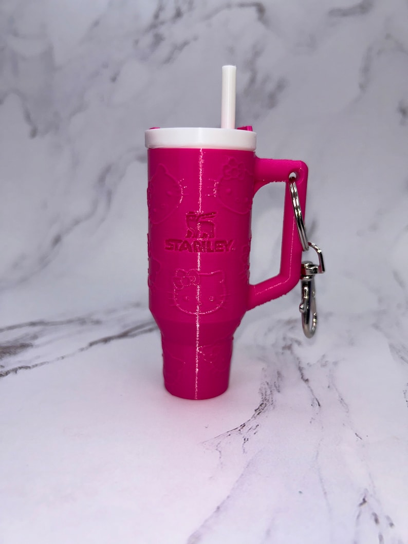 Hello Kitty Stanley Cup Inspired Tumbler Keychain | Chapstick Holder ...