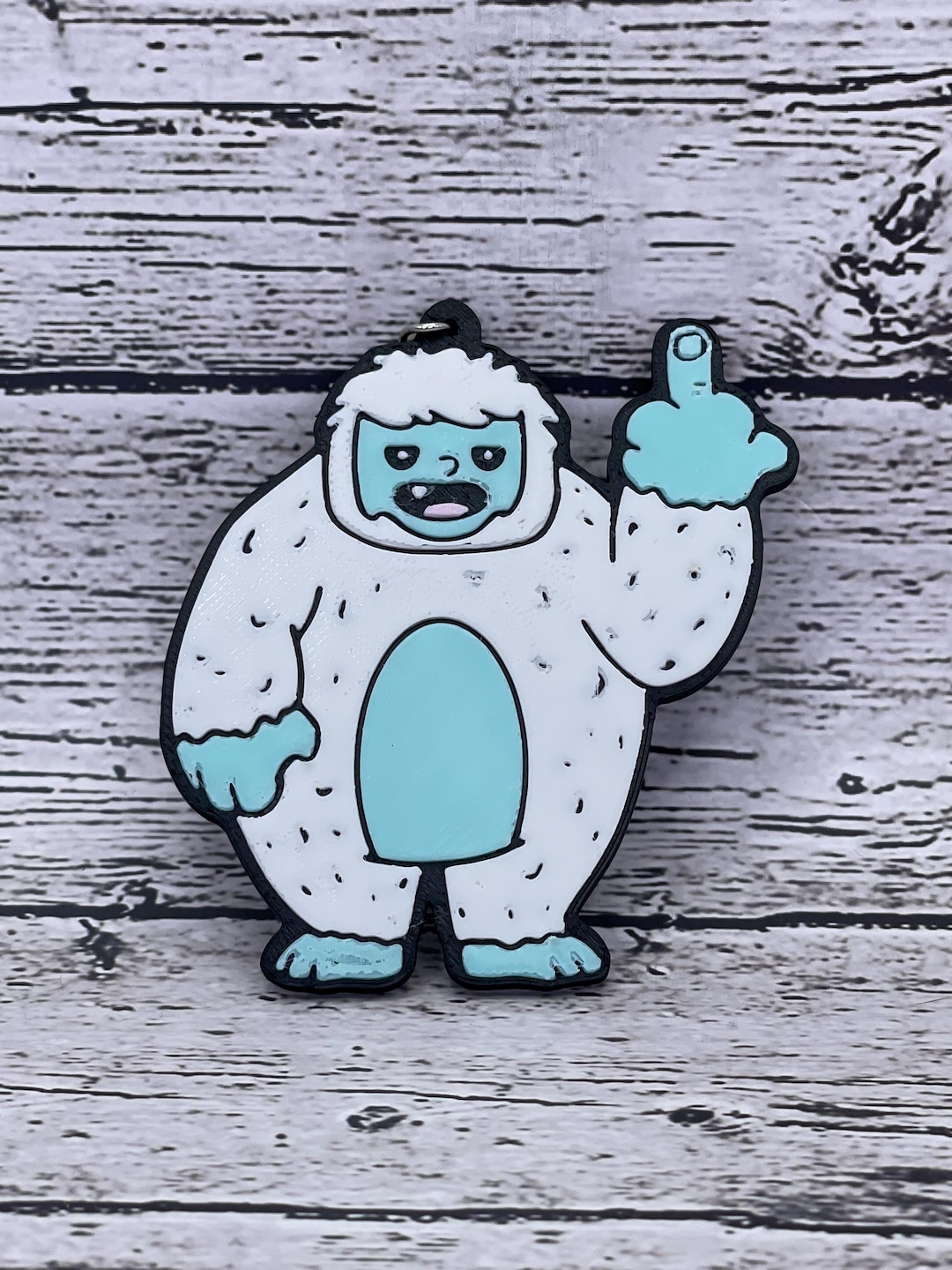 3D Printed Yeti Keychain Flipping the Bird - 3 Inches - Abominable ...