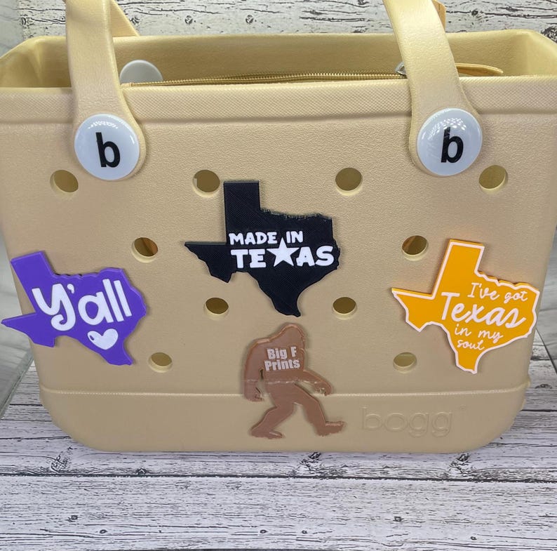Choice of 6 Texas Themed 3D Printed Bogg Bag Charms With Texas Sayings ...