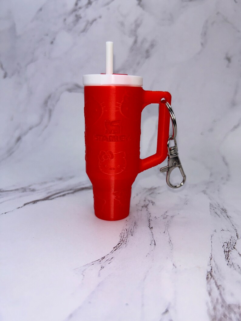 Hello Kitty Stanley Cup Inspired Tumbler Keychain | Chapstick Holder ...