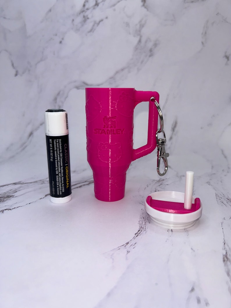 Hello Kitty Stanley Cup Inspired Tumbler Keychain Chapstick Holder ...