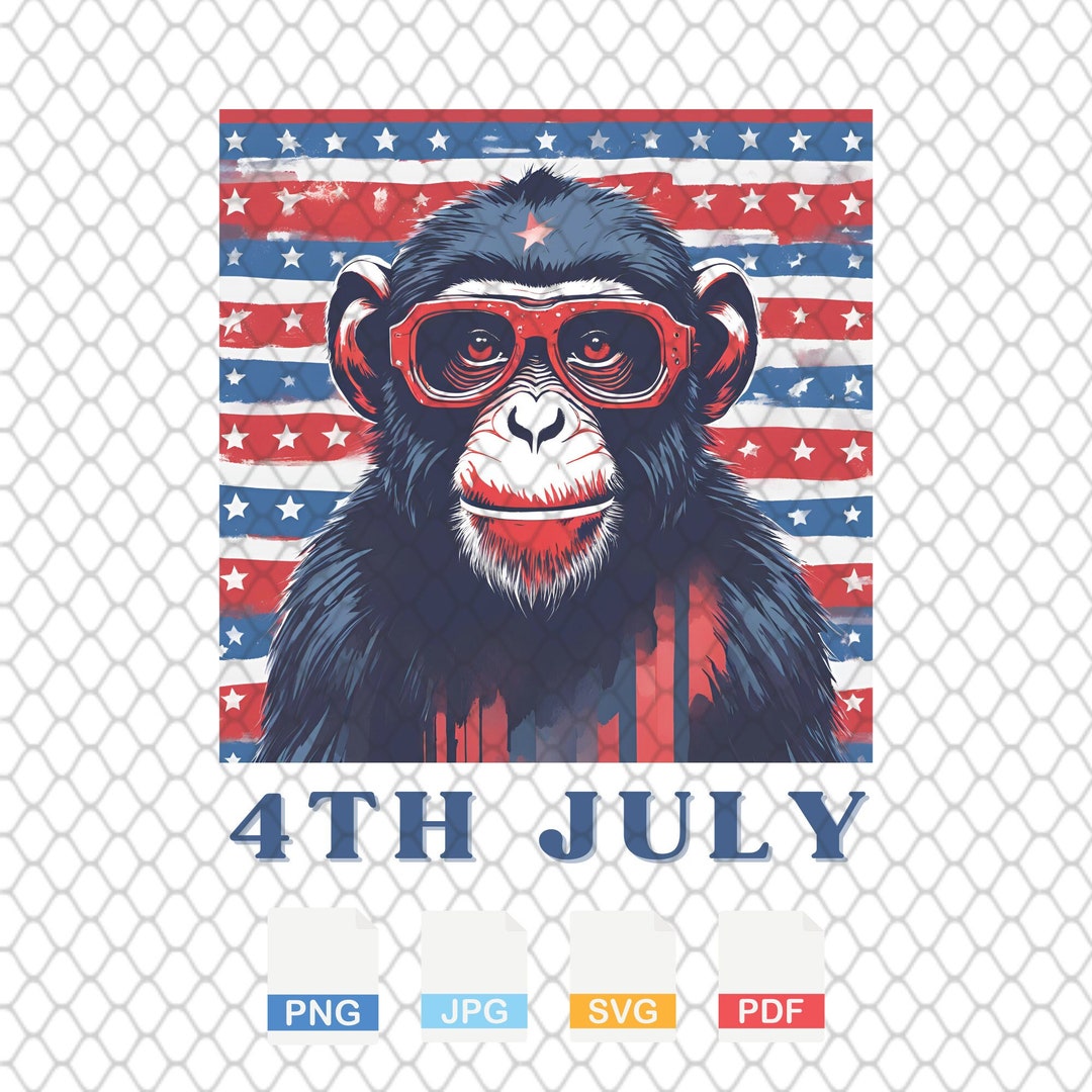 4th July Monkey Digitaldownloads 4th July Design 4th July SVG PNG PDF ...