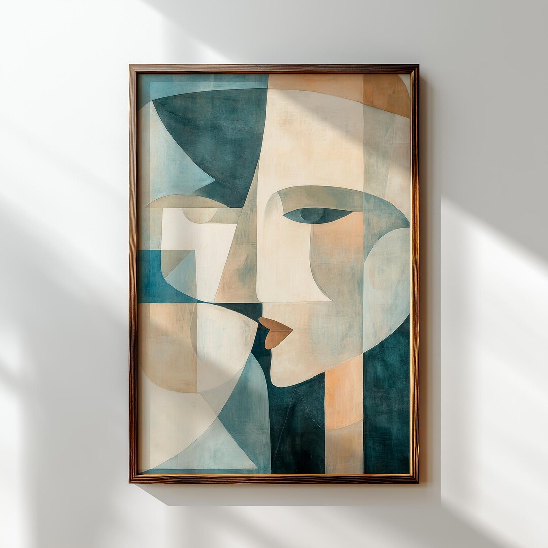 Picasso Woman Face Art Print: Abstract Cubist Portrait (digital ...