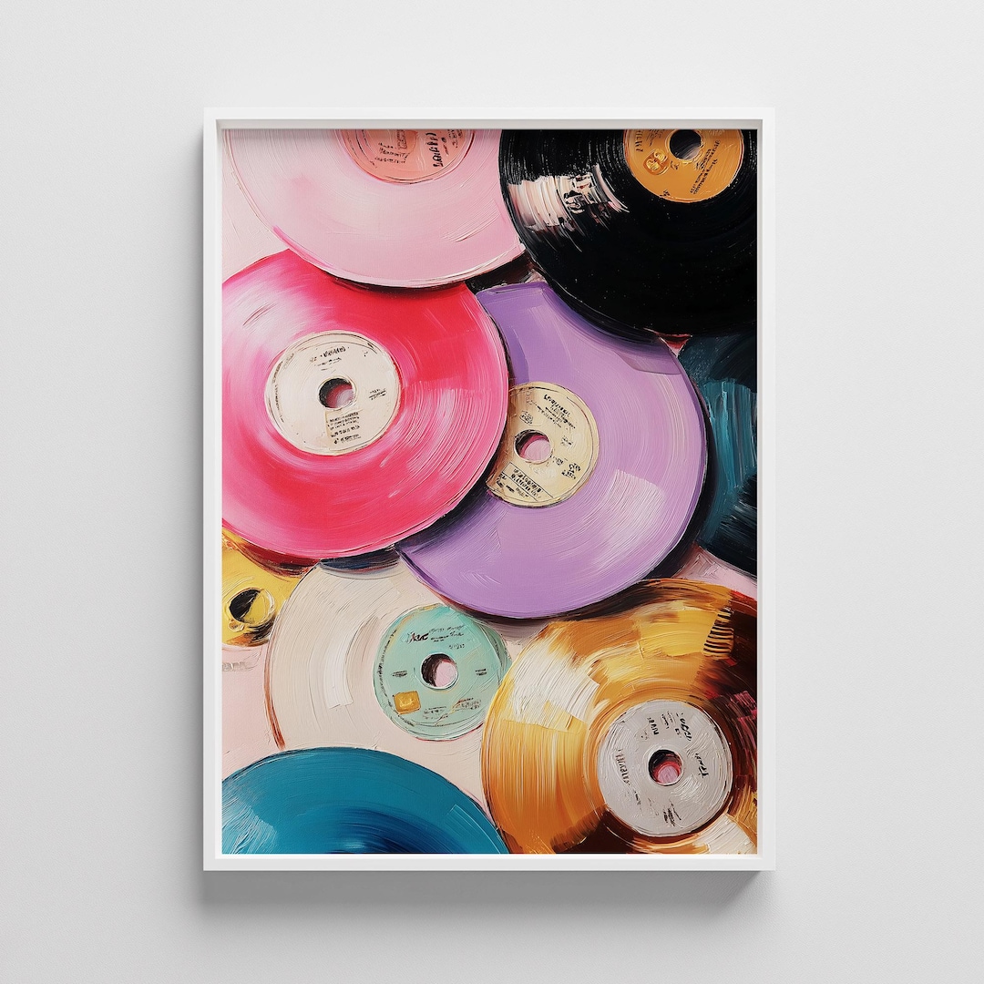 Retro Vinyl Record Print: Colorful Music Room Wall Art (digital ...