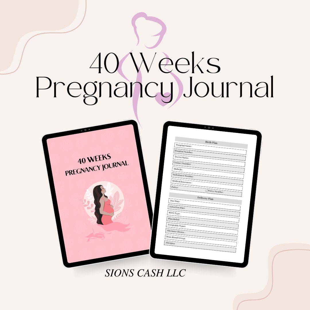40 Weeks Pregnancy Journal | Digital Printable Maternity Memory Book - Etsy