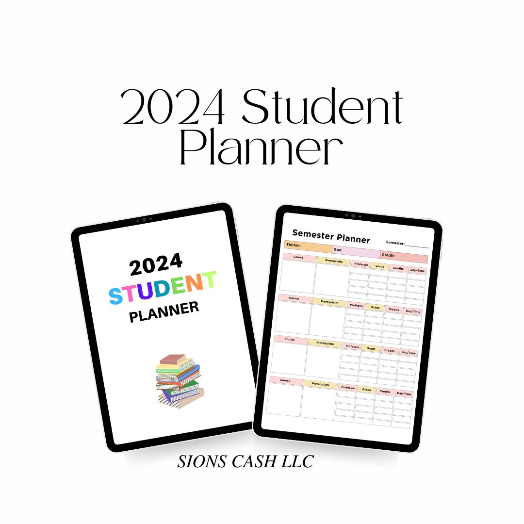 2024 Student Planner | Digital Printable Academic Organizer - Etsy