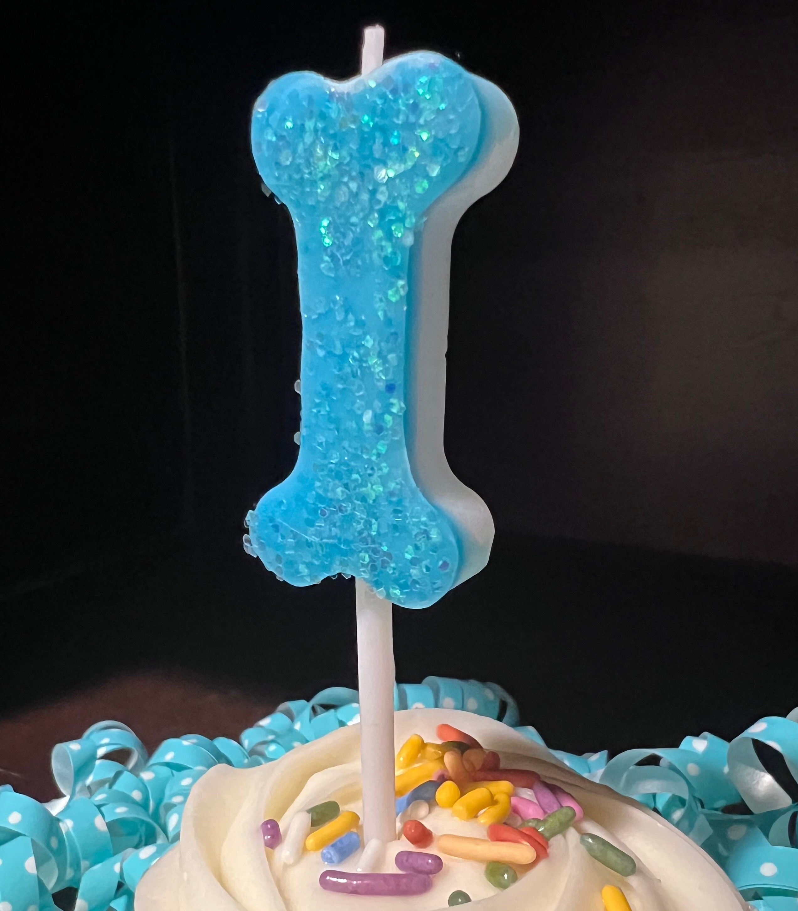 Handmade Glitter Dog Bone Birthday Cake Candle - Etsy