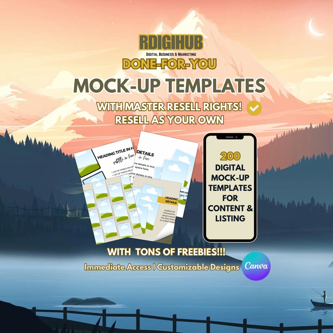 Digital Product Mock-up Templates Bundle 80 Editable Templates, 500 ...