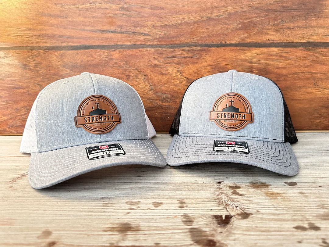Christian Strength Snapback Trucker Hat, Faux Leather Richardson 112, Christian Hats, Trucker ...