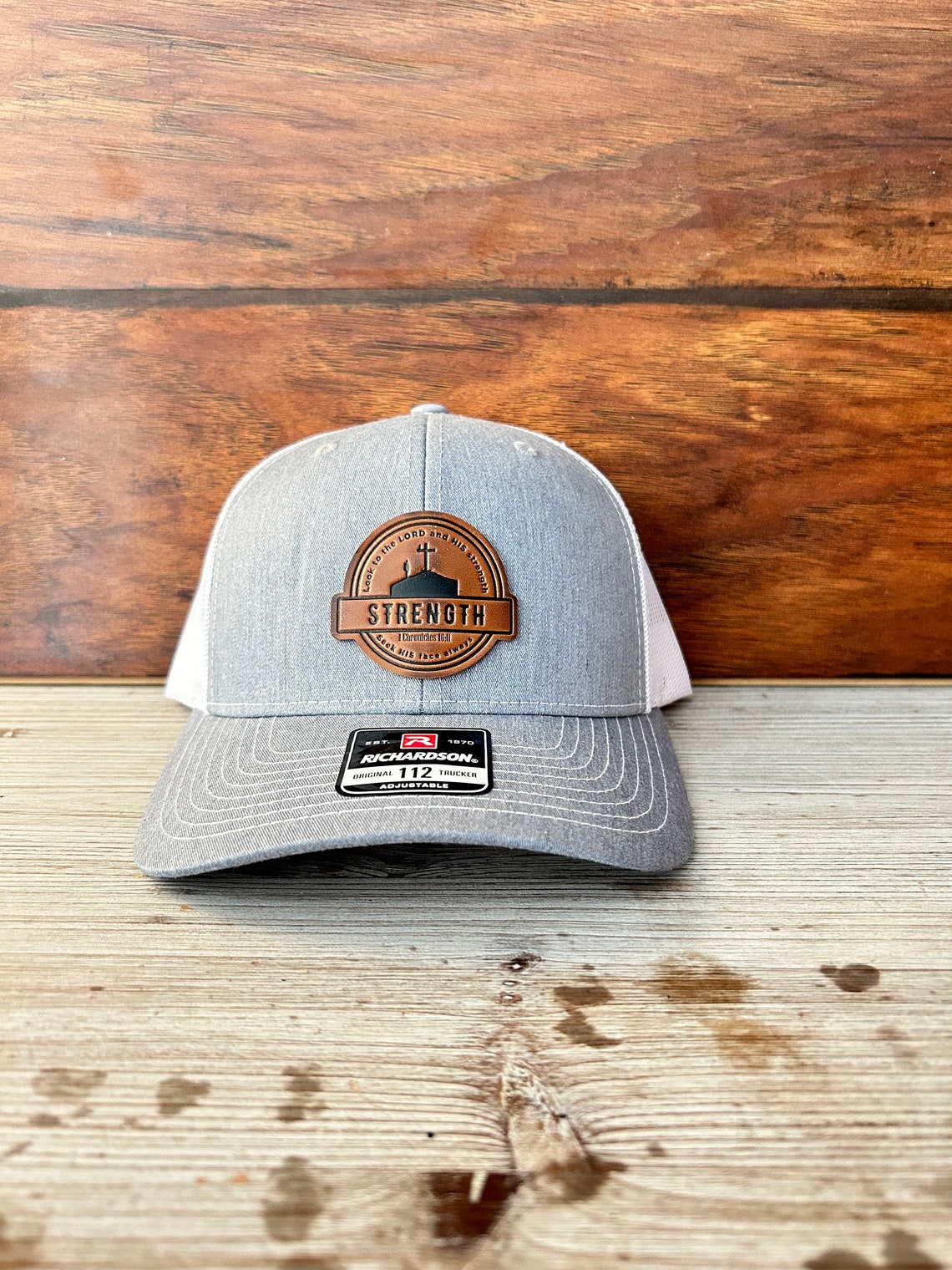 Christian Strength Snapback Trucker Hat, Faux Leather Richardson 112 ...