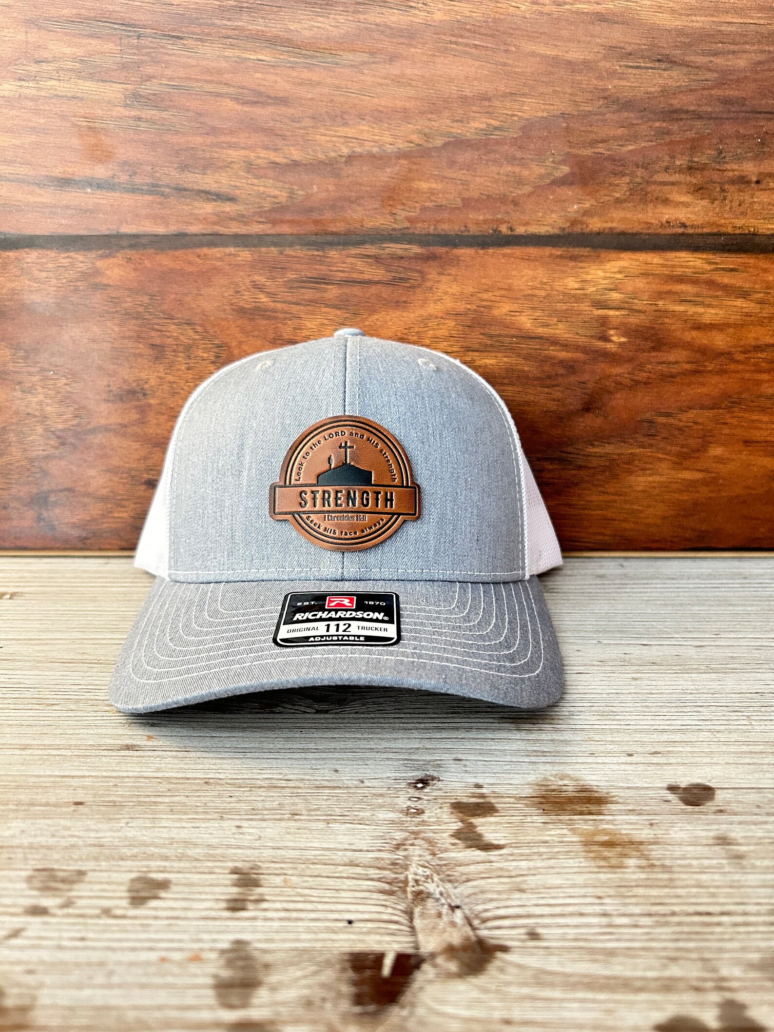 Christian Strength Snapback Trucker Hat, Faux Leather Richardson 112 ...