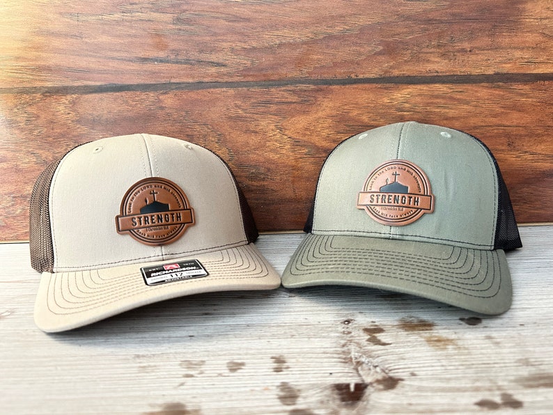 Christian Strength Snapback Trucker Hat, Faux Leather Richardson 112 ...