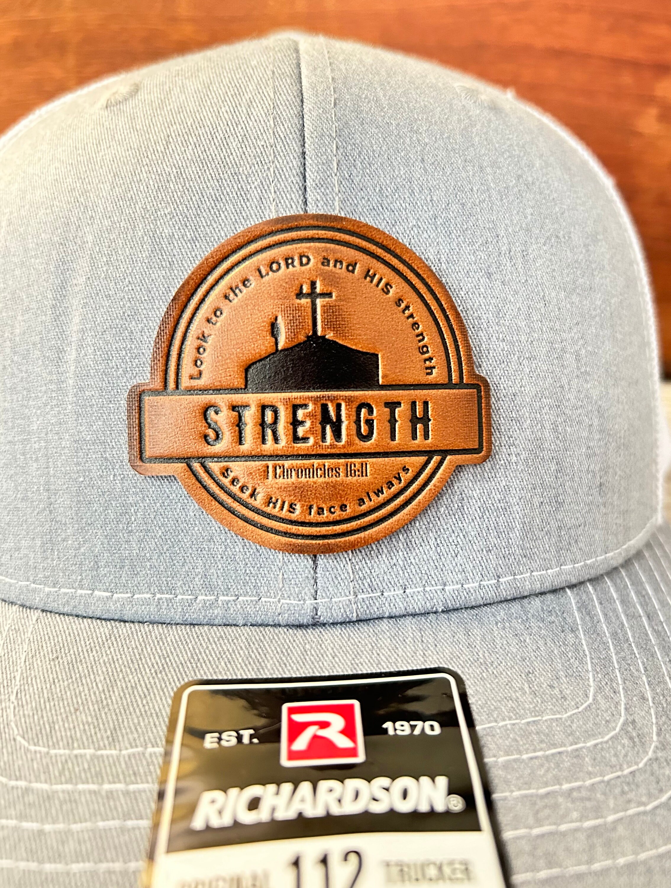 Christian Strength Snapback Trucker Hat, Faux Leather Richardson 112 ...