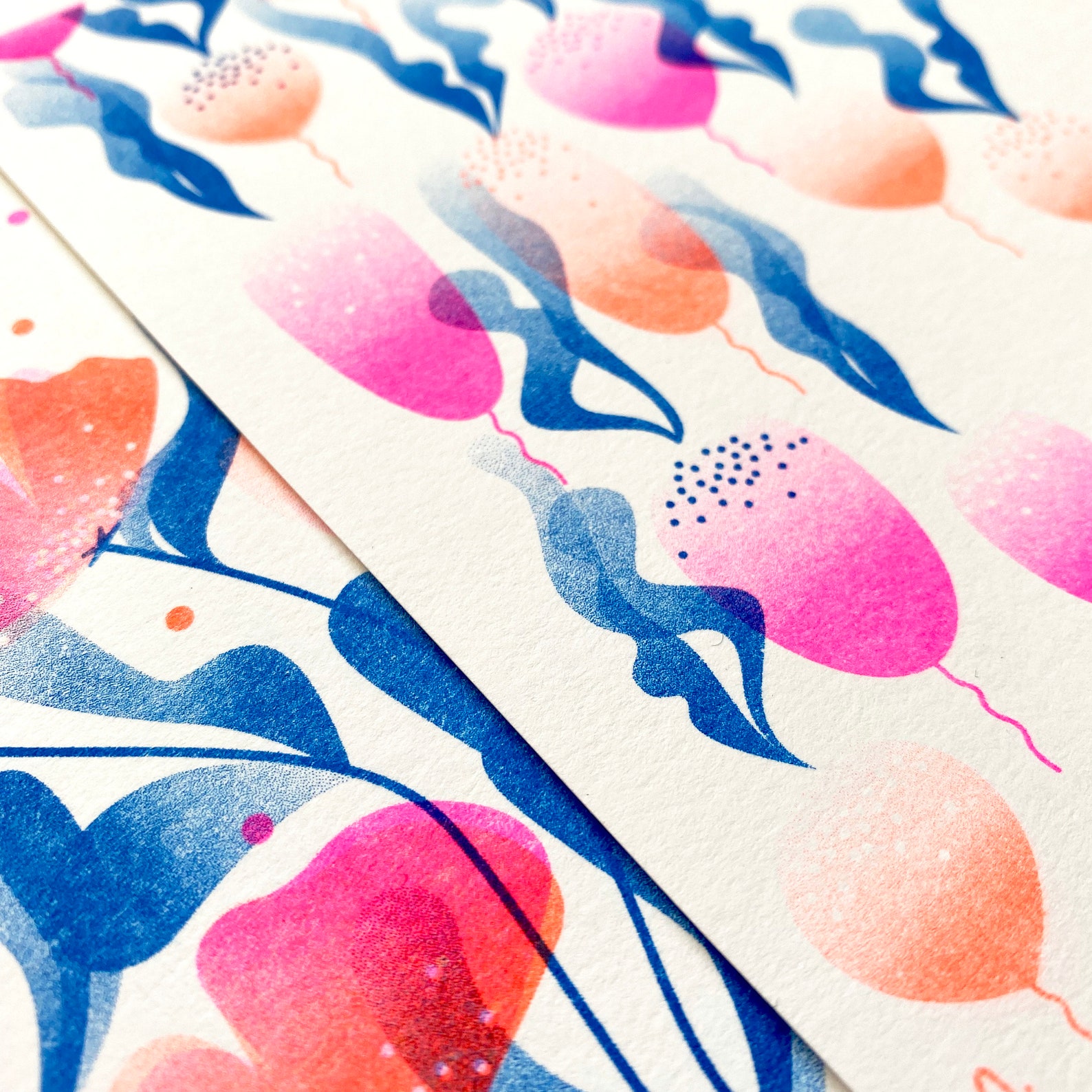 Duo A6 Fluorescent Risograph Cards - PINK+FLUO ORANGE - Etsy
