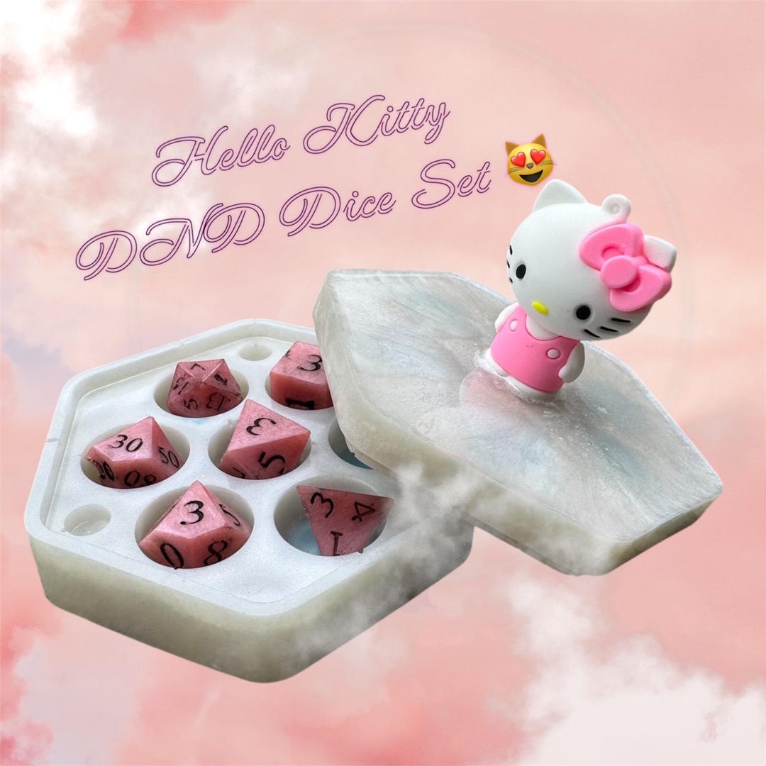 Hello Kitty Dnd Dice Holder and Custom Dice - Etsy