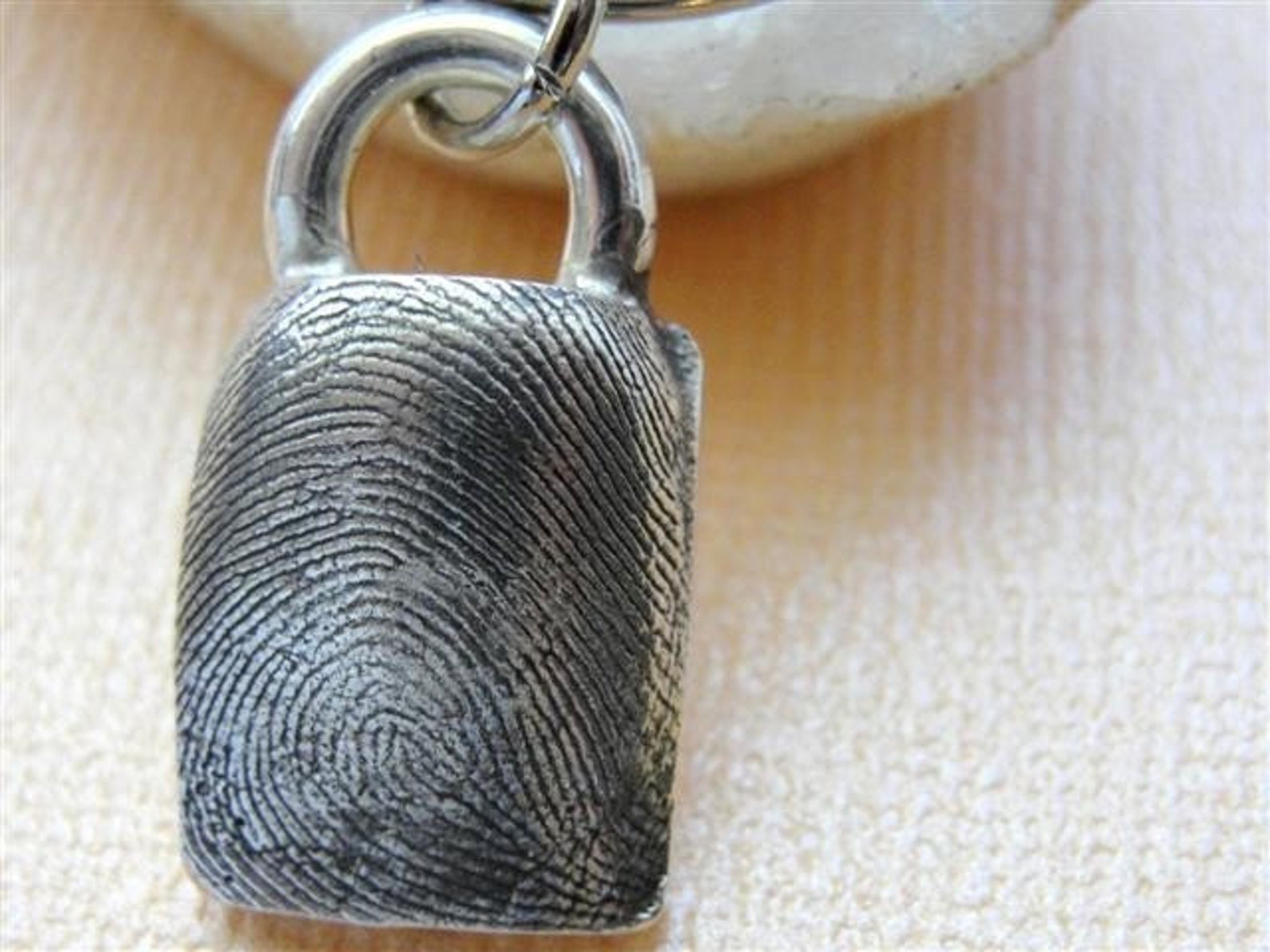 Custom Fingerprint Keychain Thumbprint Key Chain in Sterling Silver ...
