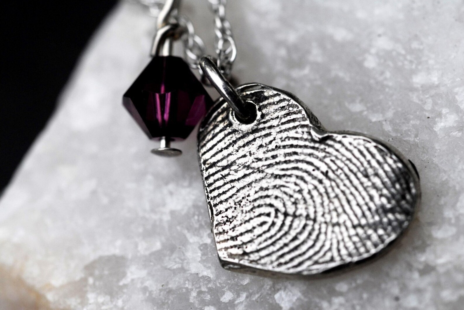 Custom Fingerprint Jewelry Heart Necklace Personalized Sterling Silver ...