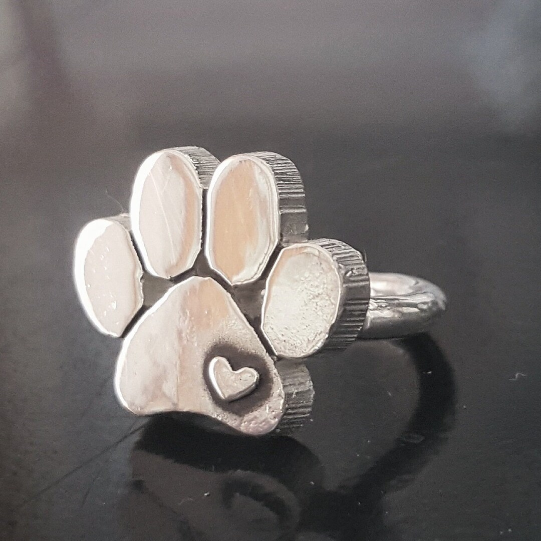 Paw Print Ring Pawprint Sterling Silver Art Band - Etsy