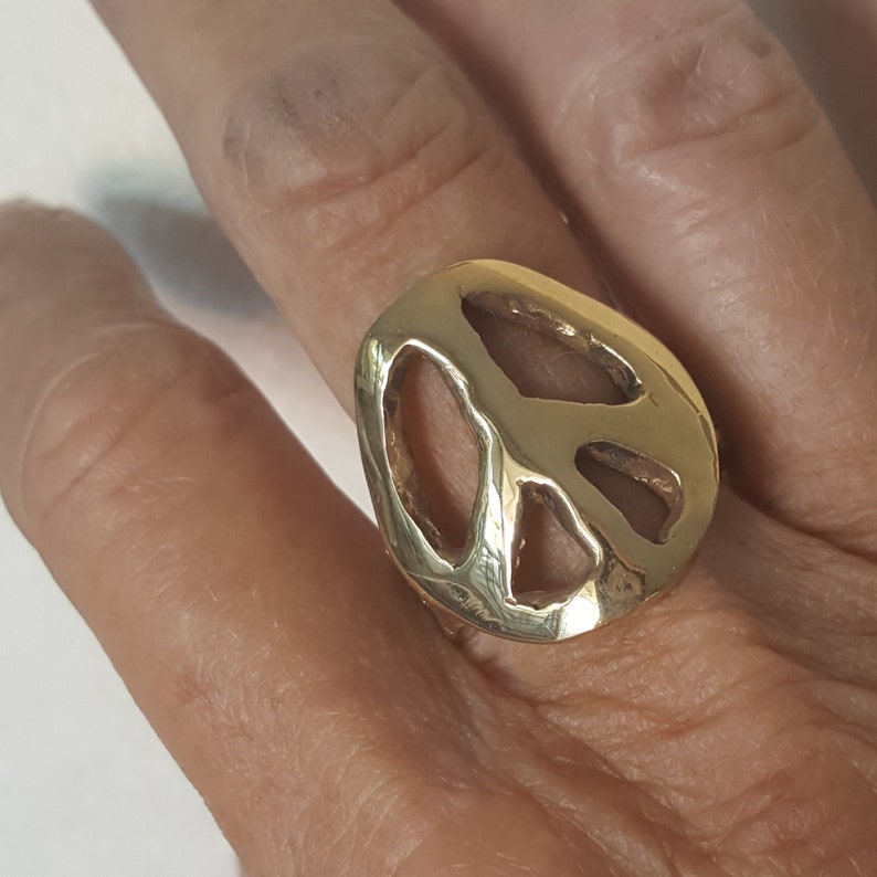 Gold Peace Sign Ring 14kt or 18kt Solid Gold - Etsy