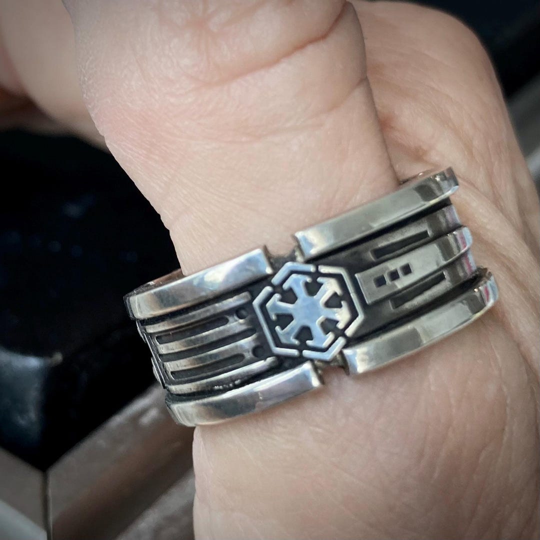 Lightsaber Wedding Ring Band Sterling Silver Sith Empire Symbol - Etsy