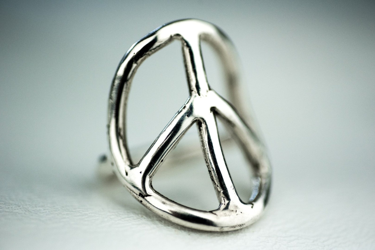 Peace Sign Ring Sterling Silver - Etsy