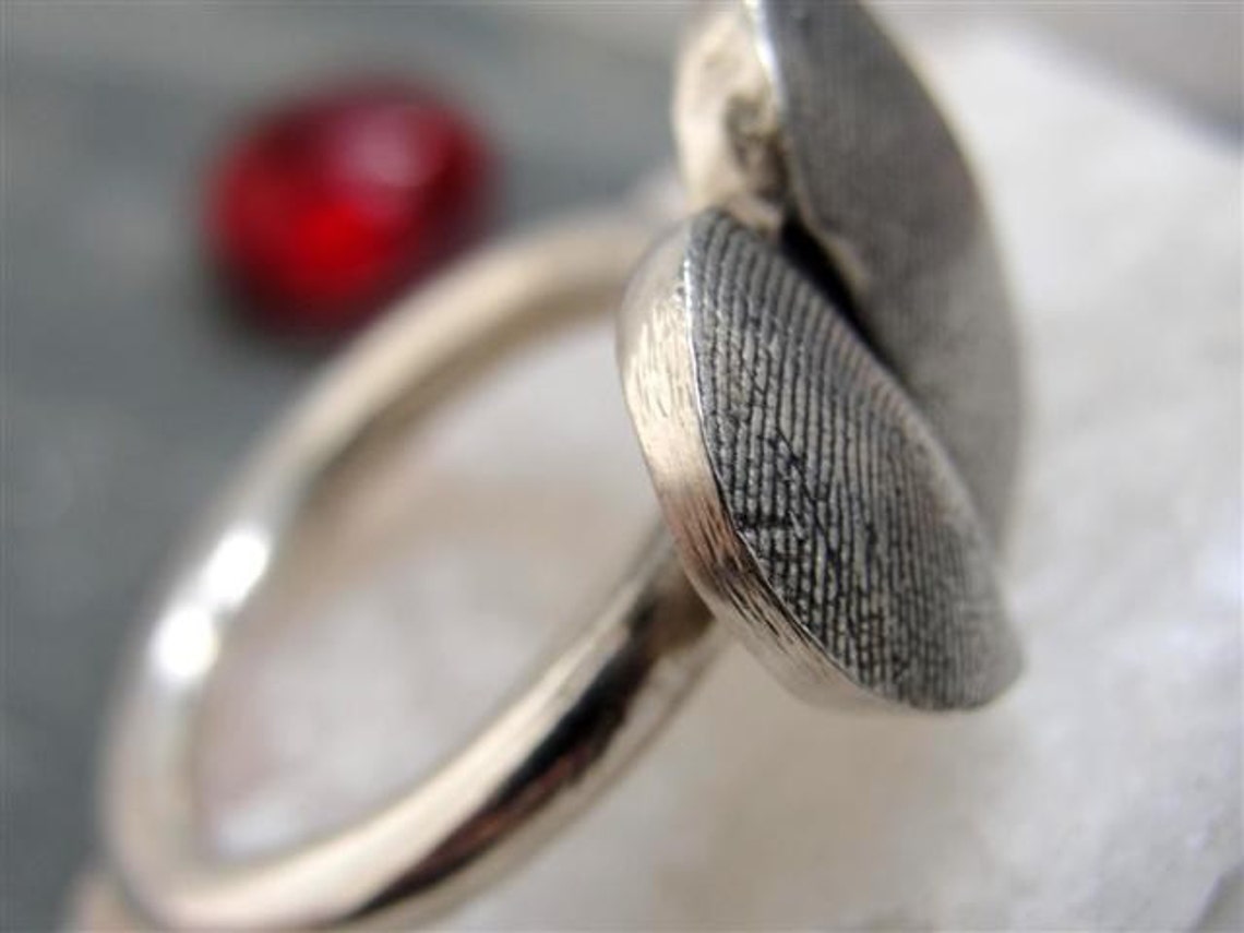 Fingerprint Heart Ring Jewelry Thumbprint Personalized Sterling Silver ...