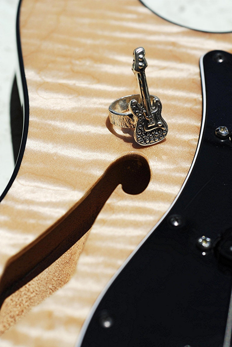 Guitar Ring Rock and Roll in Sterling Silver - Etsy